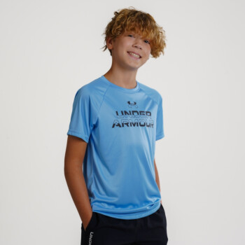 UNDER ARMOUR BOYS' TECH™ SPLIT WORDMARK SHORT SLEEVE T-SHIRT topi un krekli